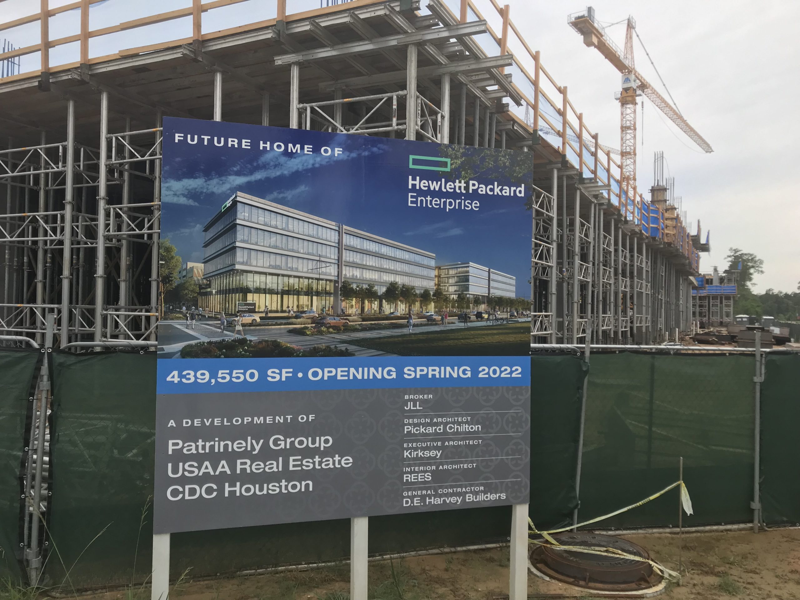 HPE Office Project Tops Out in Springwoods Village in North Houston